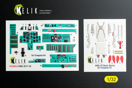 KELIK K32043 Mikoyan MiG-21 F-13 - Interior 3D Decals (for Trumpeter Kits)