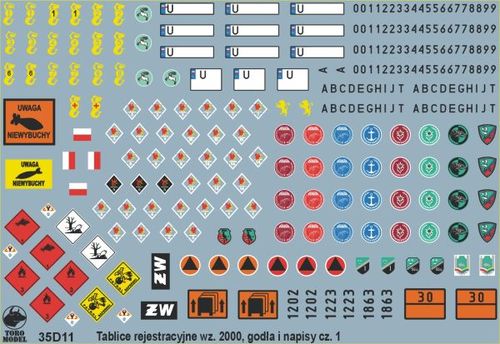 Toro Model 35D11 Tablice rejestracyjne wz.2000, godła i napisy eksploatacyjne pojazdów Wojska Polskiego część 1