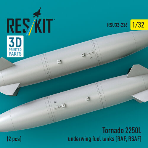 RES/KIT U32-0236 PANAVIA Tornado - 2250L Underwing Fuel Tanks for RAF / RSAF Planes (2 pcs / 3D-Printed)