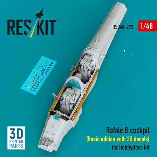 RES/KIT U48-0293 Dassault Rafale B - Cockpit Basic Edition with 3D Decals (3D-Printed / for HobbyBoss Kits)