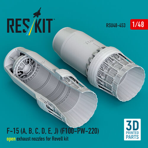RES/KIT U48-0453 F-15 A / B / C / D / E and J Eagle - F100-PW-220 Open Exhaust Nozzles for Hasegawa Kits (3D-Printed / for Revell Kits)