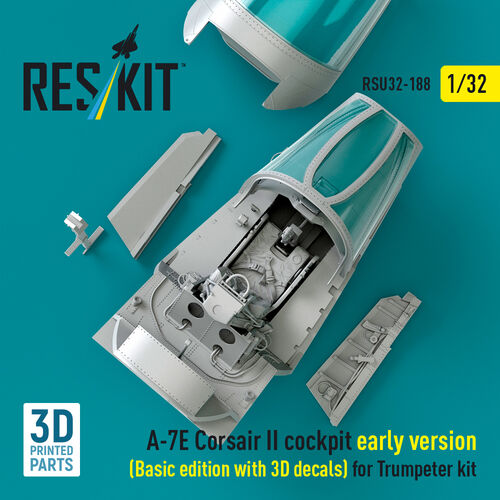 RES/KIT U32-0188 LTV A-7 E Corsair II - Early Cockpit Basic Edition with 3D Decals (3D-Printed / for Trumpeter Kits)