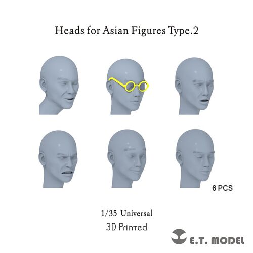 ET Model P35-340 Heads for Asian Figures Type 2 (Universal)