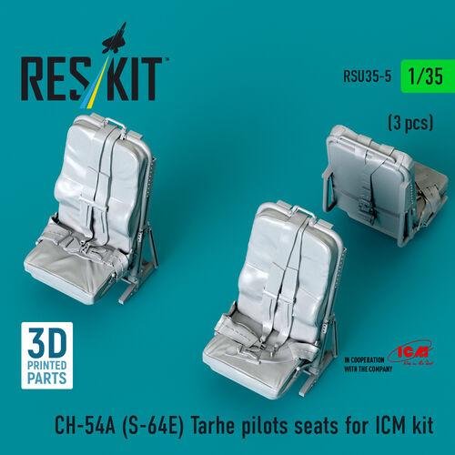 RES/KIT U35-0005 CH-54A (S-64E) Tarhe - Pilots Seats for ICM Kits (3 pcs / 3D-Printed)