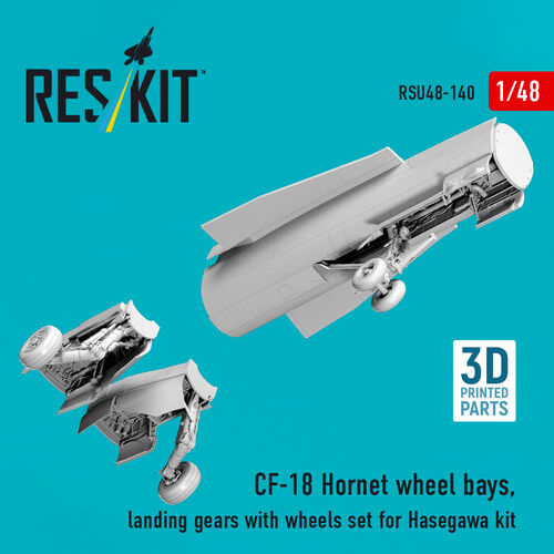 RES/KIT U48-0140 McDonnell Douglas CF-18 Hornet - Wheel Bays / Landing Gears with Wheels Set (3D-Printed / for Hasegawa Kits)