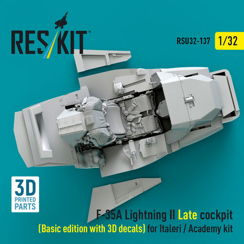 RES/KIT U32-0137 F-35 A Lightning II - Late Cockpit Basic Edition with 3D Decals (for Italeri and Academy Kits / 3D Printed)