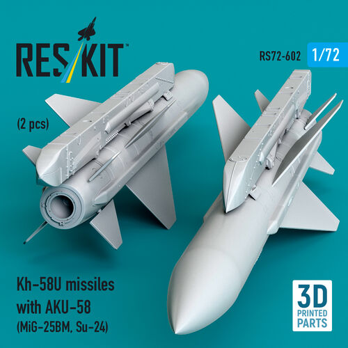 RES/KIT 72-0602 Kh-58U missiles with AKU-58 (2 pcs / 3D-Printed)