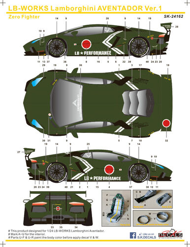 SK Decals 24162 LB-Works Lamborghini Aventador Version 1 Zero Fighter