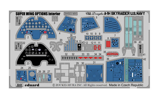 NEW! Zoukei Mura SWS03-M04 Douglas A-1 H Skyraider - Photo-Etched Interior Set (for Zoukei Mura Kits)