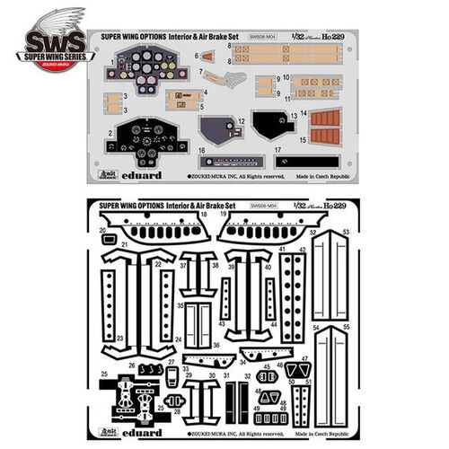 NEW! Zoukei Mura SWS08-M04 Horten Ho.229 - Photo-Etched Parts Interior Andair Brake Set (for Zoukei Mura Kits)