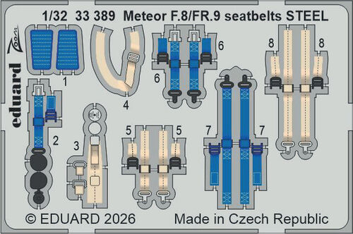 Eduard 33389 Gloster Meteor F.8 / FR.9 - Steel Seatbelts (for Revell Kits)