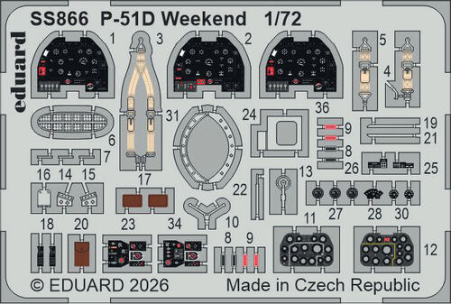 Eduard SS866 North American P-51 D Mustang - Zoom Set (for Eduard Weekend Edition Kits)