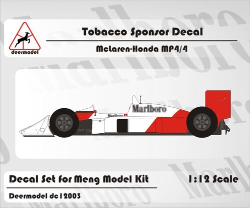 Deermodel DC12003 McLaren-Honda MP4/4 - Marlboro Decal Set (for Meng Kits)