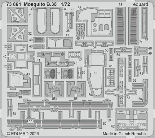 Eduard 73864 de Havilland Mosquito B.35 - PE Set (for Airfix Kits)