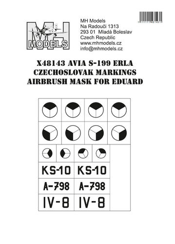 NEW! MH Models X48143 Avia S-199 Erla - Czechoslovak Markings Airbrush Mask (for Eduard Kits)