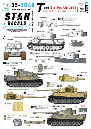 NEW! Star-Decals 35-3048 Tiger I s.Pz.Abt. 502 Part 1 - Initial and Early Production Tigers (1942-1943)