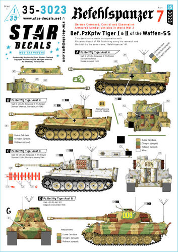 Star-Decals 35-3023 Befehlspanzer Part 7 - Bef-PzKpfw Tiger I and Tiger II of the Waffen-SS