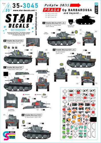 NEW! Star-Decals 35-3045 PzKpfw 38(t) Praga - Operation Barbarossa and Beyond... (PzKpfw 38(t) Ausf C/D/E/G)