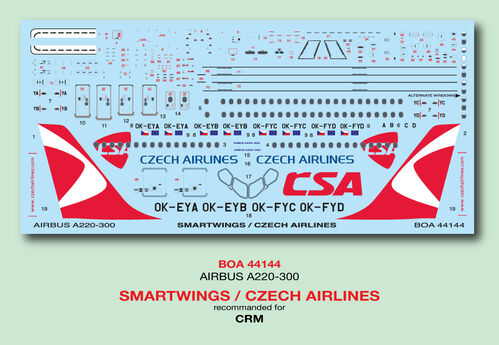 NEW! BOA Decals 144144 Airbus A220-300 - Smartwings / Czech Airlines Decals Set (for CRM Kits)