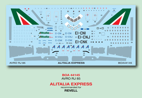 NEW! BOA Decals 144145 Avro RJ 85 - Ailitalia Express Decals Set (for Revell Kits)