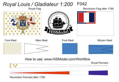 HiSModel F042 Royal Louis / Gladiateur - Set of Flags (for Heller Kits)