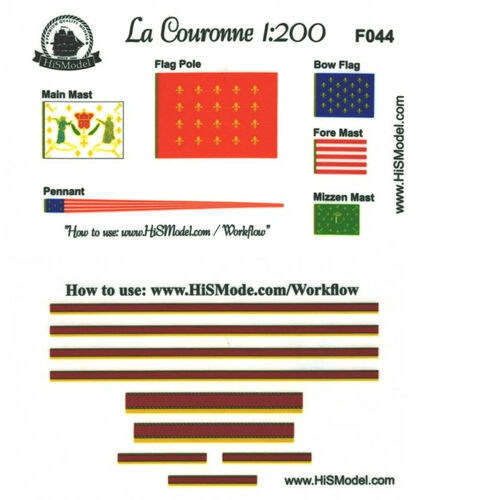 NEW! HiSModel F044 La Couronne / Le Saint Louis - Set of Flags (for Heller Kits)