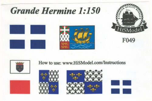 HiSModel F049 Grande Hermine - Set of Flags (for Heller Kits)