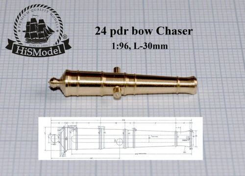 HiSModel G-HiS-003 24-Pounder Gun Bow Chaser (Length - 30 mm)