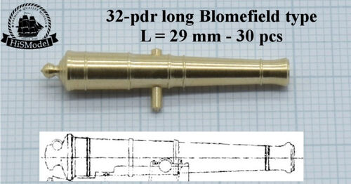NEW! HiSModel G-HiS-007 32-Pounder Gun Long Blomefield Type (Length - 29 mm)