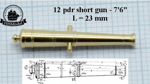 HiSModel G-HiS-008 12-Pounder Gun Short - 7'6" (Length - 23 mm)