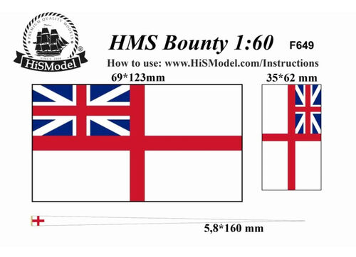 HiSModel F649 HMS Bounty - Set of Flags (for Mantua Kits)