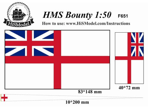HiSModel F651 HMS Bounty - Set of Flags (for Billing Boats Kits)