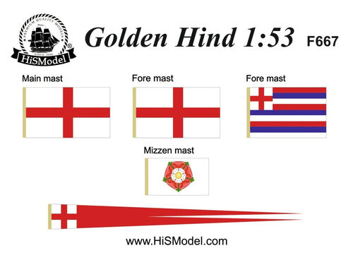 HiSModel F667 Golden Hind - Set of Flags (for Mamoli Kits)