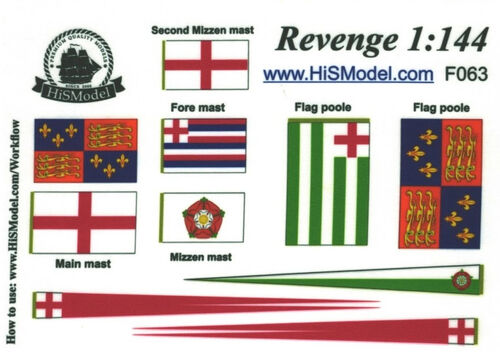 HiSModel F063 HMS Revenge - Set of Flags (for Airfix Kits)