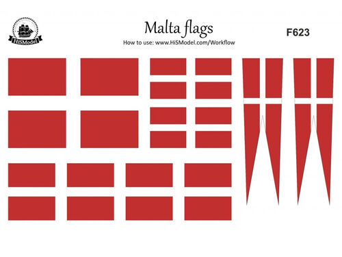 HiSModel F623 Knights Hospitaller Ship - Set of Flags (for Heller Kits)