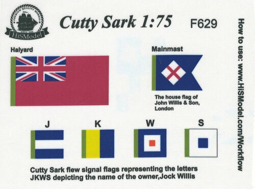 HiSModel F629 Cutty Sark - Set of Flags (for Billing Boats Kits)