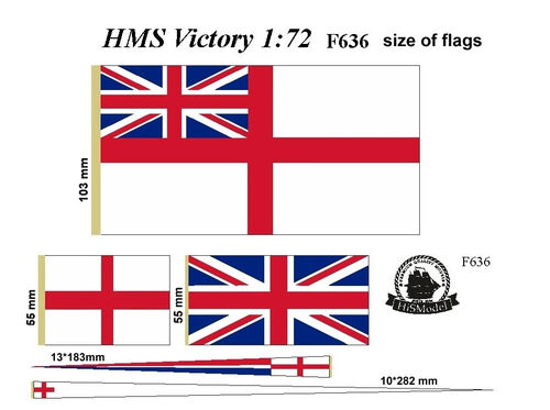 HiSModel F636 HMS Victory - Set of Flags (for Billing Boats / Caldercraft / JoTiKa and Victory Models kits)