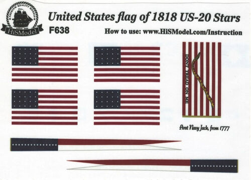 NEW! HiSModel F638 United States Flag from 1818 with 20 Stars