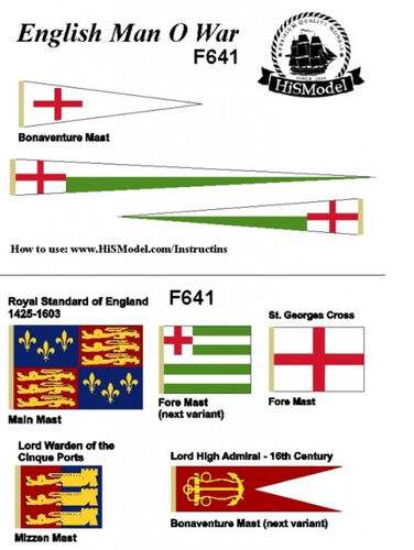 HiSModel F641 English Man O War - Set of Flags