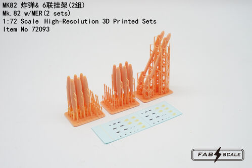 NEW! Fab Scale Fa72093 Bombs Mk.82 with MER (2 pcs / 3D-Printed)