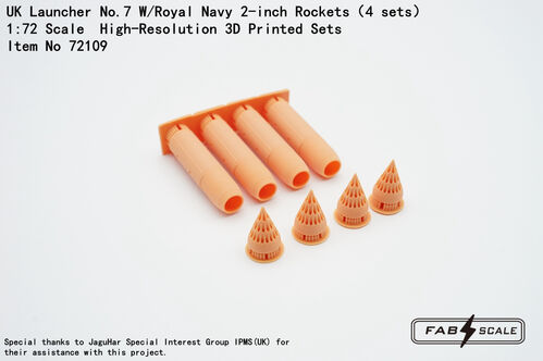 Fab Scale Fa72109 British Launcher No.7 with Royal Navy 2-inch Rockets (4 pcs / 3D-Printed)