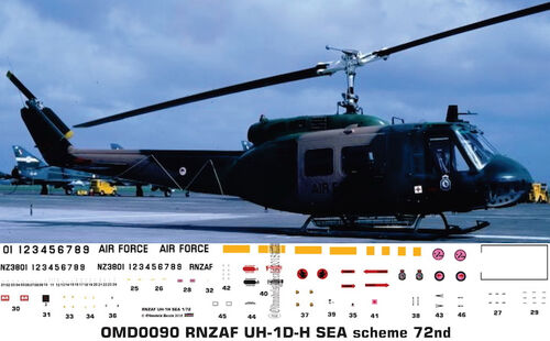 NEW! Old models Decals 0090 Bell UH-1 D/H Iroquois - RNZAF SEA Scheme