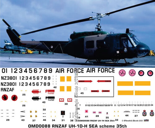 NEW! Old models Decals 0088 Bell UH-1 D/H Iroquois - RNZAF SEA Scheme