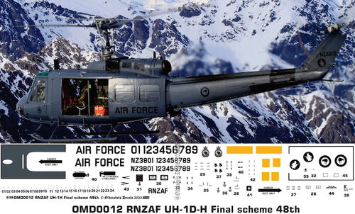 NEW! Old models Decals 0012 Bell UH-1 D/H Iroquois - RNZAF Final Scheme