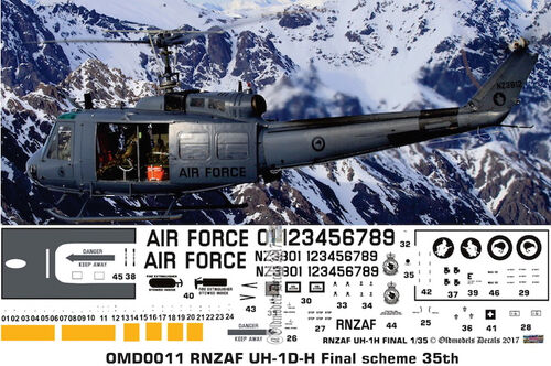 NEW! Old models Decals 0011 Bell UH-1 D/H Iroquois - RNZAF Final Scheme