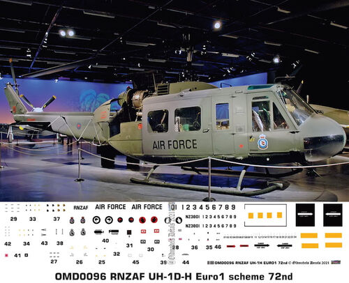 NEW! Old models Decals 0096 Bell UH-1 D/H Iroquois - RNZAF Euro1 Scheme