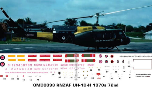 NEW! Old models Decals 0093 Bell UH-1 D/H Iroquois - RNZAF 1970s Scheme