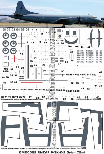 NEW! Old models Decals 0002-OMD-0003 Lockheed P-3K/K-2 - Royal New Zealand Air Force
