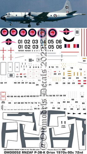 NEW! Old models Decals 0052 Lockhheed P-3 B/K - Hi-Viz Scheme Royal New Zealand Air Force