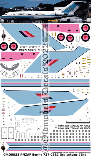 NEW! Old models Decals 0023 Boeing B727-022C - RNZAF Last Scheme